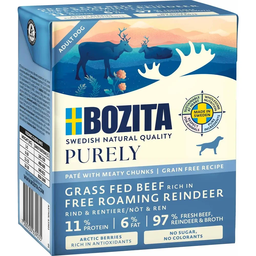 Bozita - Purely Pate, Okse & Fritgående Rensdyr - 370g - Foder ...